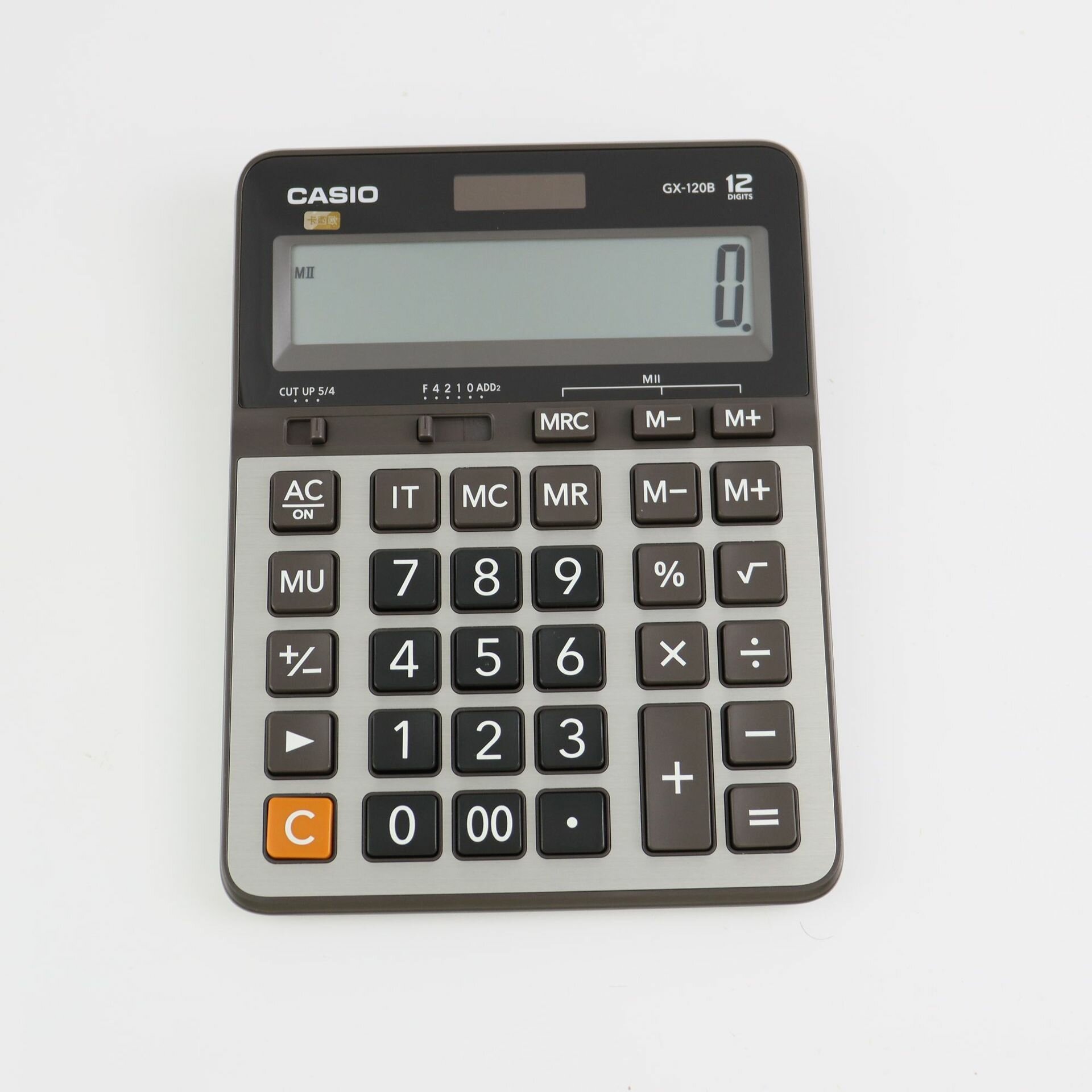 Калькулятор Casio GX-120B, офисный, на солнечной батарее, серебристый