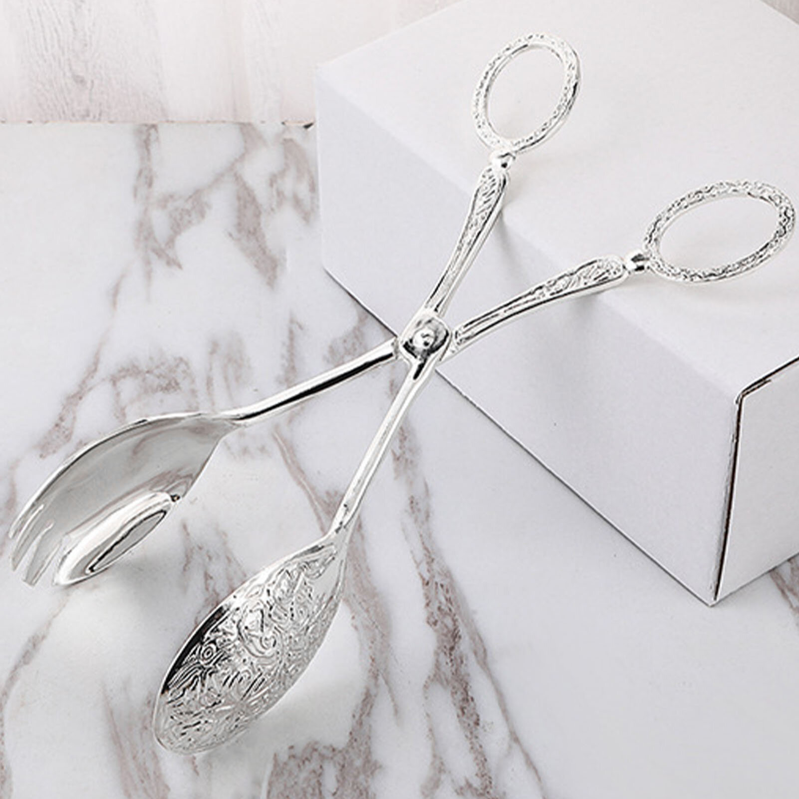 Металлический зажим для ложки в европейском стиле, многофункциональные сервировочные ножницы, щипцы для торта, хлеба, фруктов, домашней кухни, вечеринки, шведского стола, серебристый