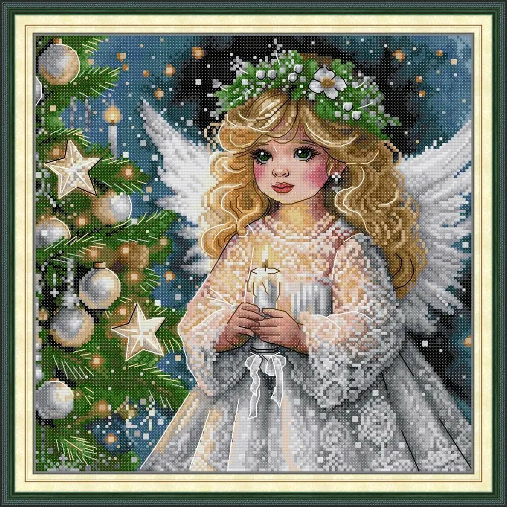 Набор для вышивки крестом Dreamfounder Рождественский ангел 14ct unprint canvas