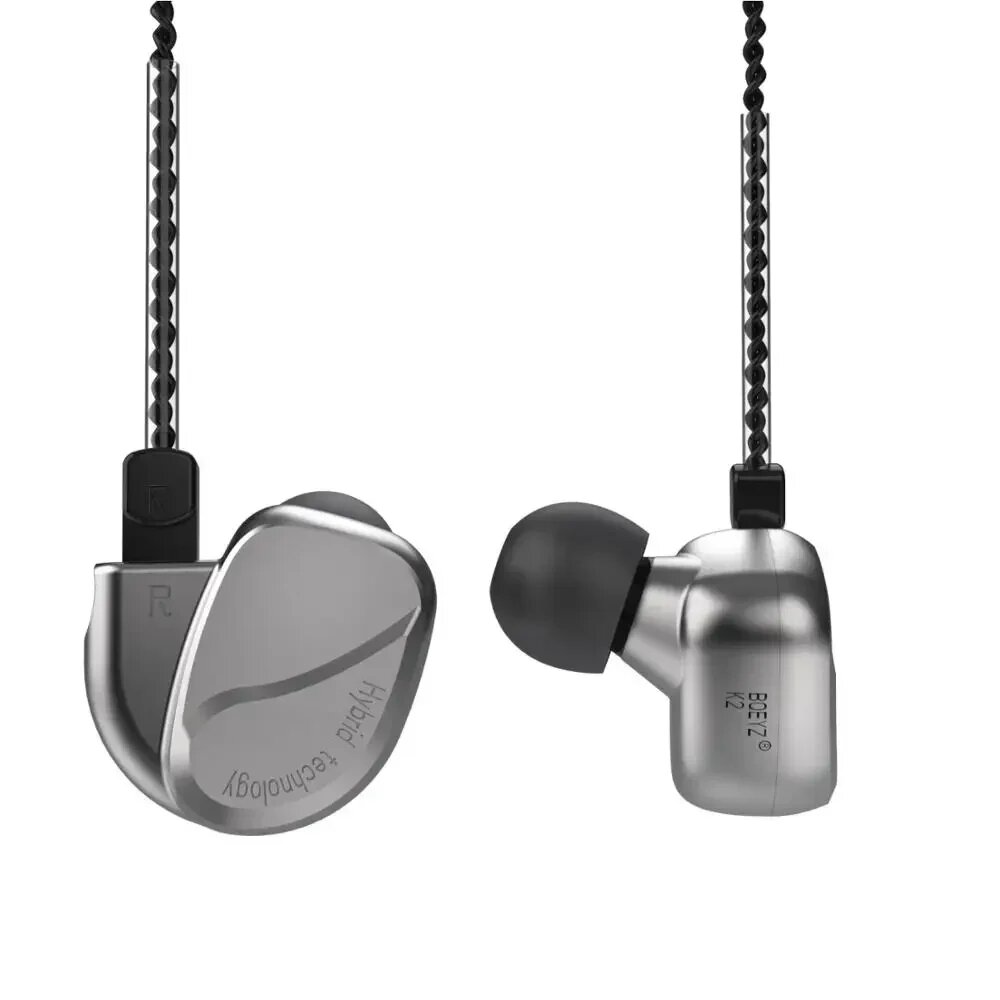 BQEYZ K2 наушники проводные гибридные металлические silver no mic