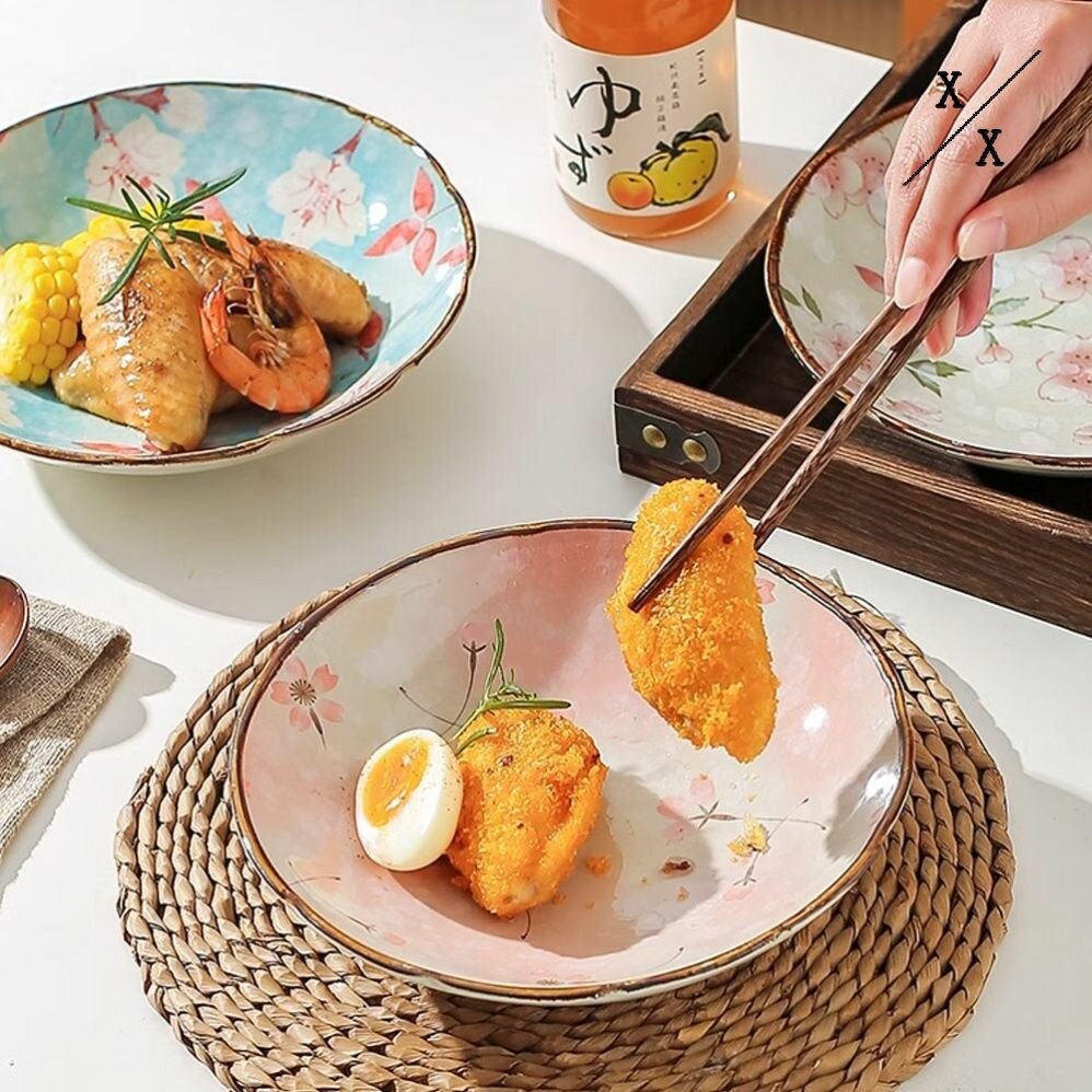 Керамические обеденные тарелки 2 шт, диаметр 18.8 см универсальные и прочные для микроволновки, духовки и посудомоечной машины