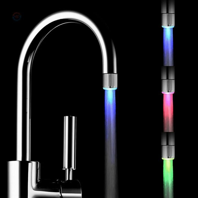 Сенсорная LED насадка на кран, светофор температуры воды, водосберегающий аэратор, серебристый корпус, без батареек