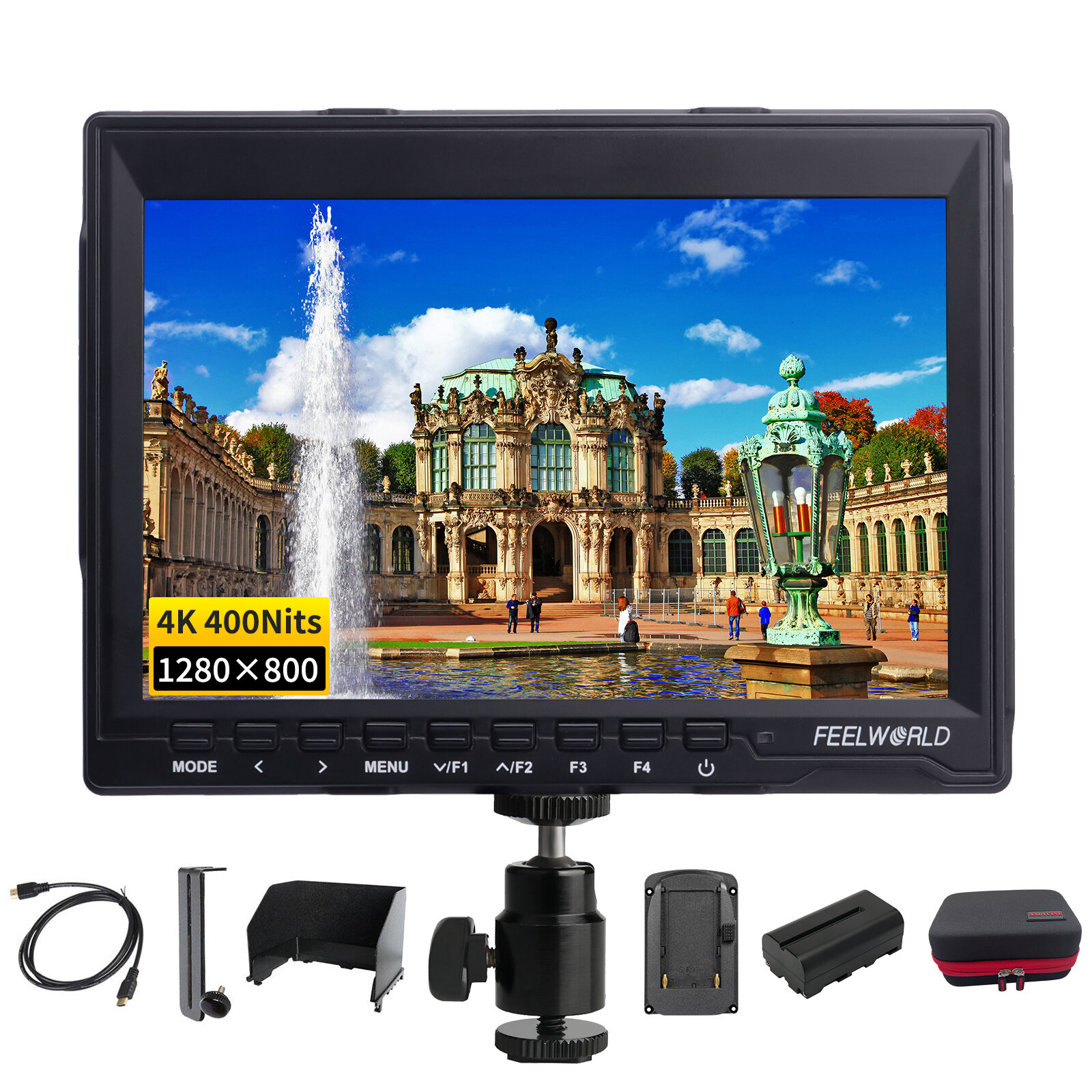 Feelworld FW759 7 -дюймовый полевой монитор камеры Video Monitor 1280 * 800 замена для камеры Canon Nilkon Sony Camer