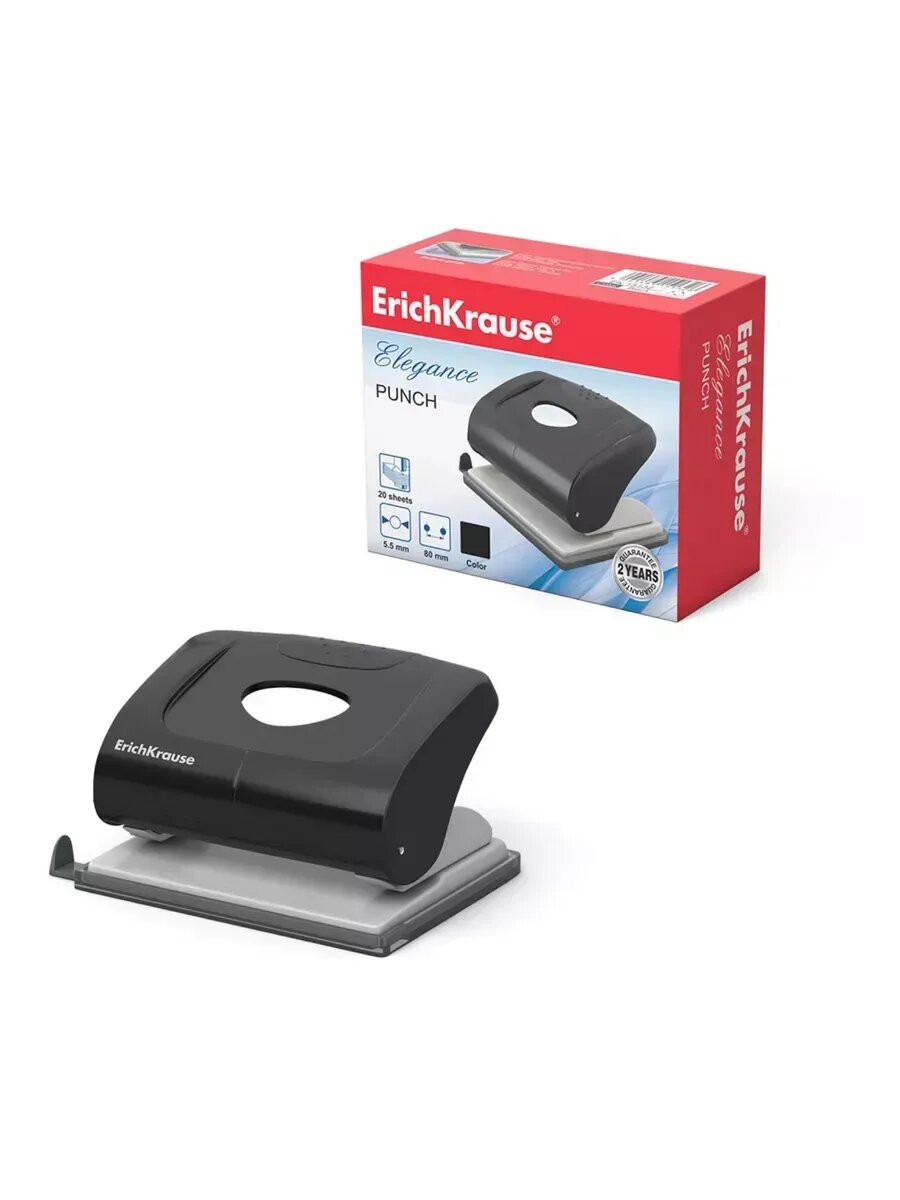 Дырокол Elegance, до 20 листов, прокол 5.5мм, Ассорти, 1 шт