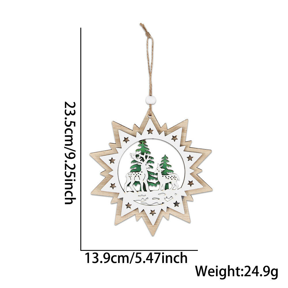 Деревянные новогодние украшения брендвуд дизайн снеговик олень пряничный человек 3 шт