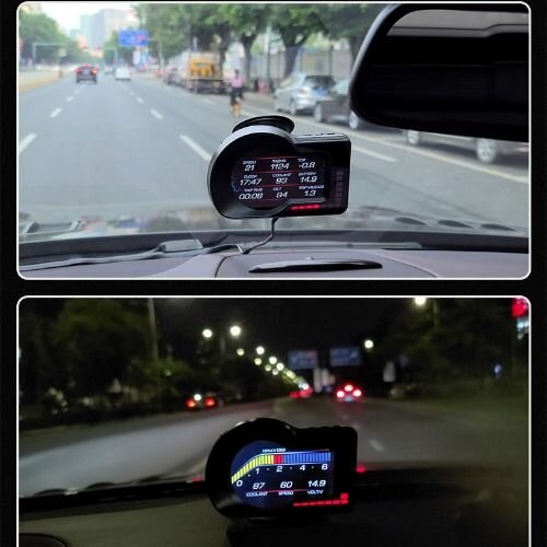 Бортовой компьютер HUD OBD Русская версия(Свободная скобка) цифровой спидометр, вольтметр, тахометр, расход топлива