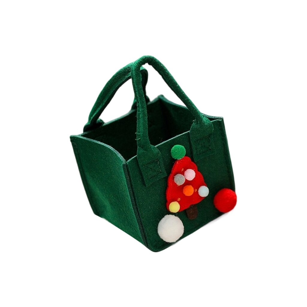 Рождественская фетровая сумка В Канун Рождества Apple Box Переносной Подарок Apple Bag-Темно-зеленый-Квадратный стиль три