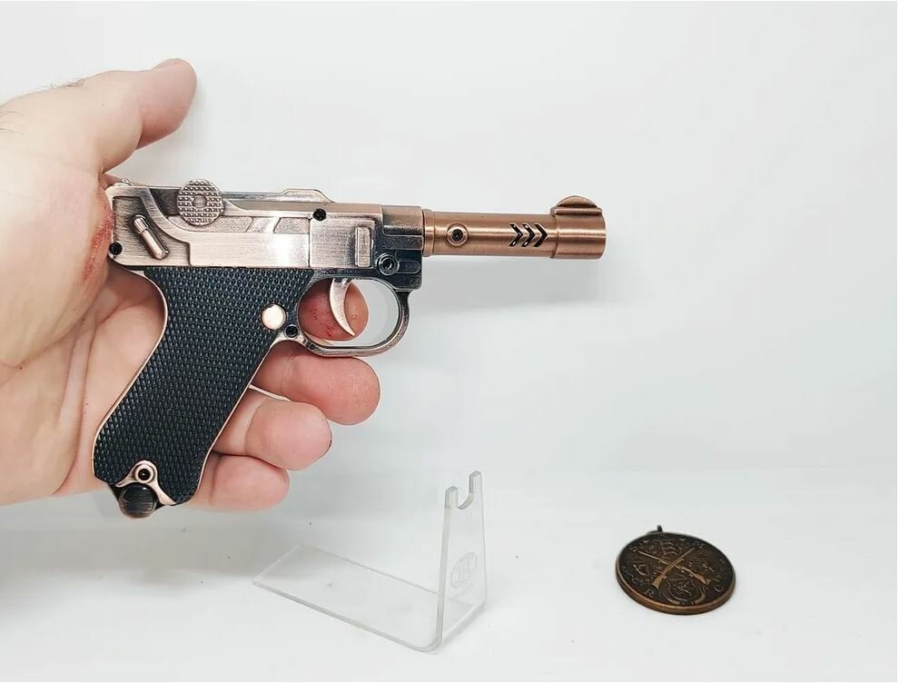 Зажигалка пистолет Luger P08 Gold (Zheltyi), без газа, НЕ заправлена