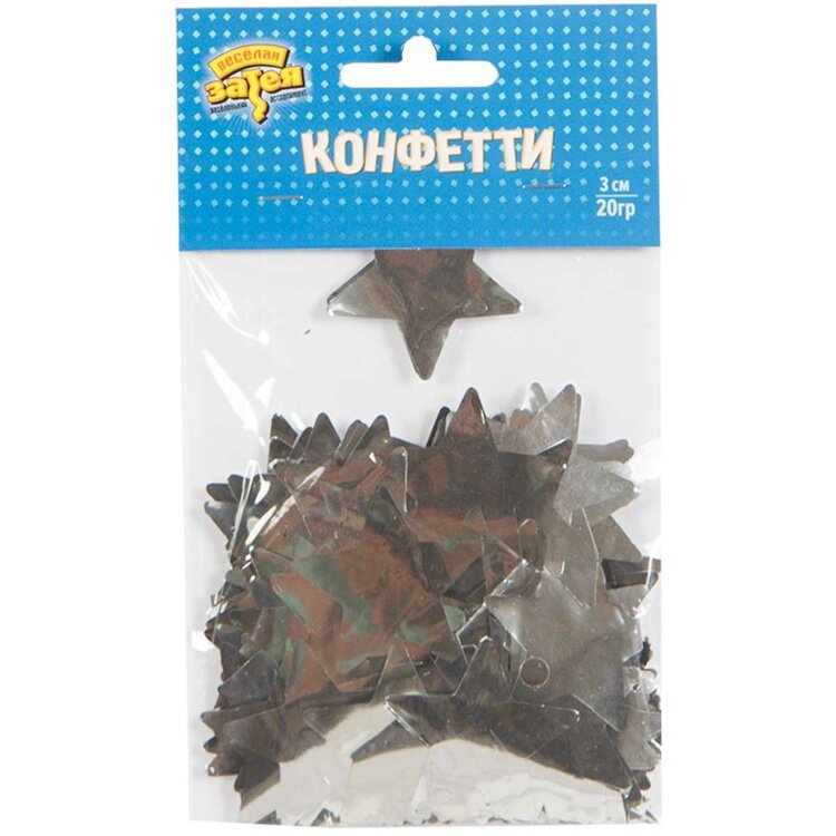 Конфетти КНР звезды фольгированные серебро 3 см, 20 г