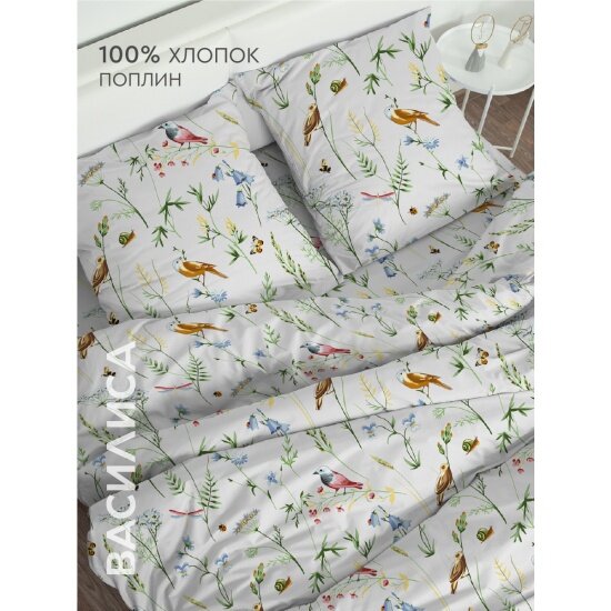 Полутораспальный комплект постельного белья Василиса 24 1,5 220 Поплин, наволочки 70х70 20432/1
