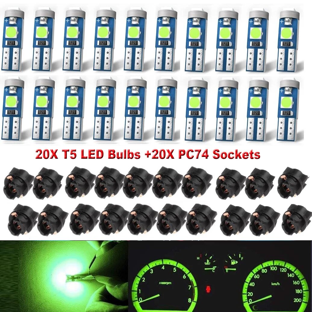 20 шт. T5 светодиодные лампы PC74 PC37 светодиодные лампы для приборной панели автомобиля приборная панель индикаторные лампы кластера (красные)