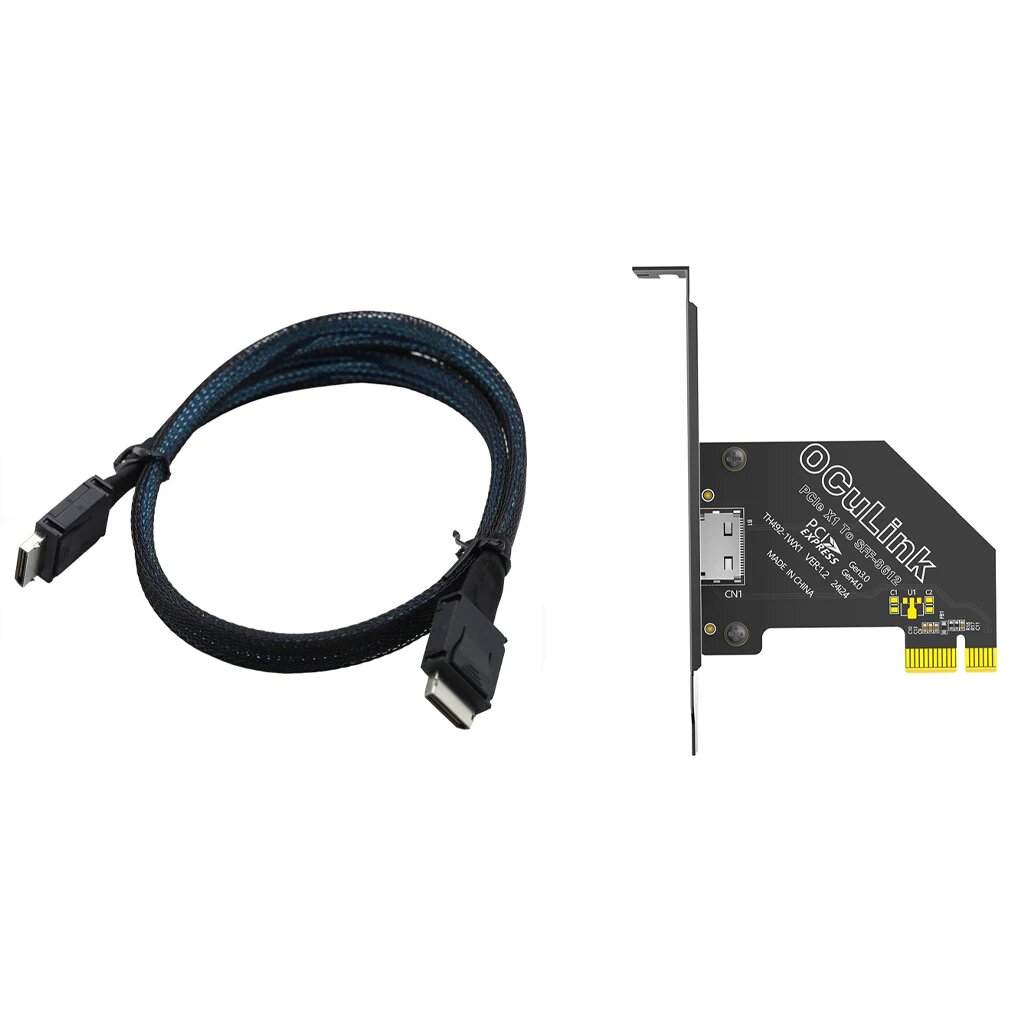 Oculink SFF-8611/8612 адаптер PCI-E 1X/4X 4.0, кабель 50см