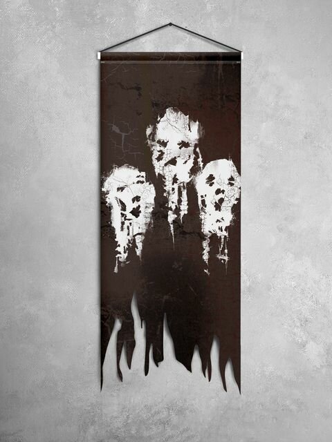 Флаг орков вертикальный с рваным краем, 50х120 см на шёлке для ручного древка