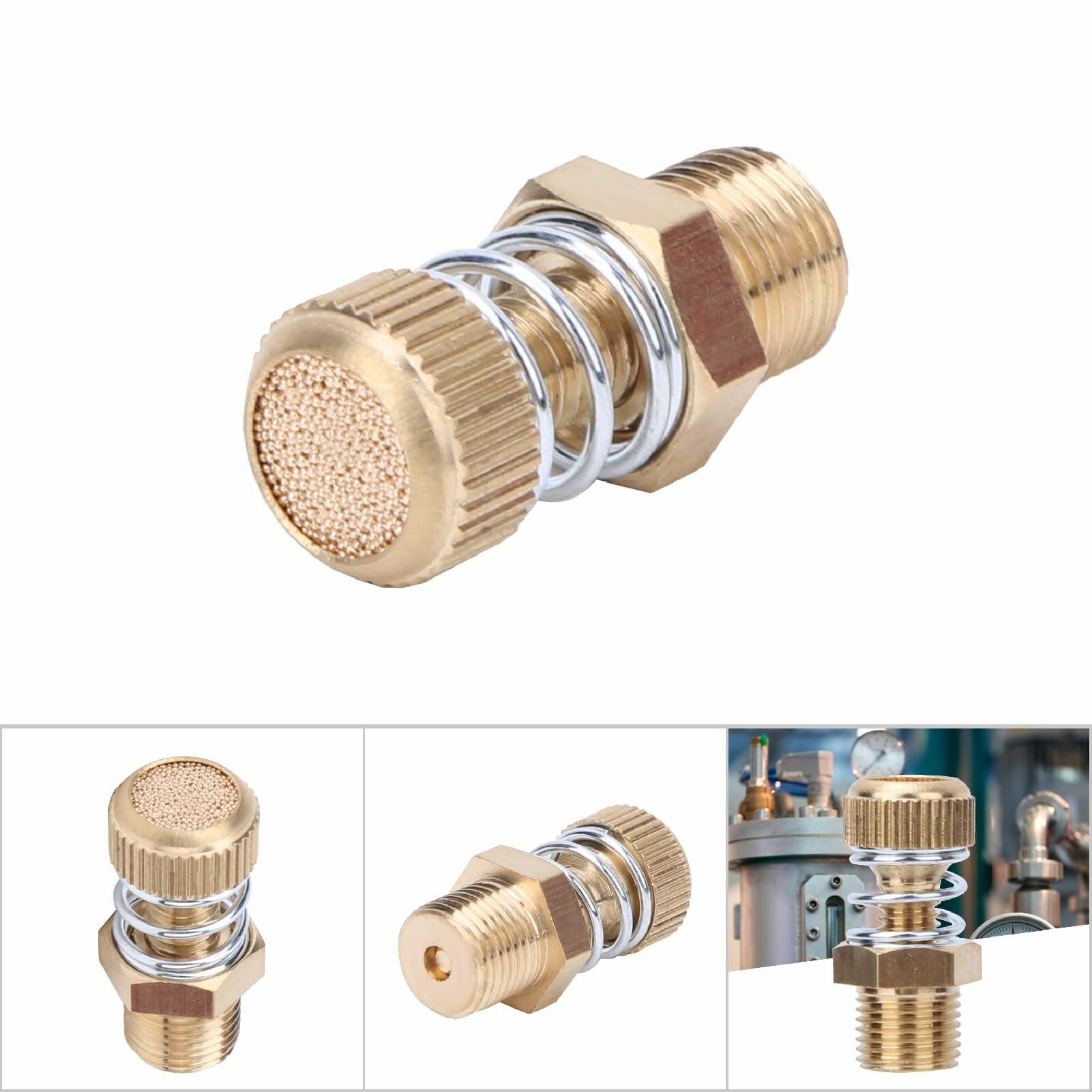 10 шт. латунный пневматический глушитель BSPT с наружной резьбой, электромагнитный клапан, глушитель, разъем выхлопа воздуха 1/8 дюйма