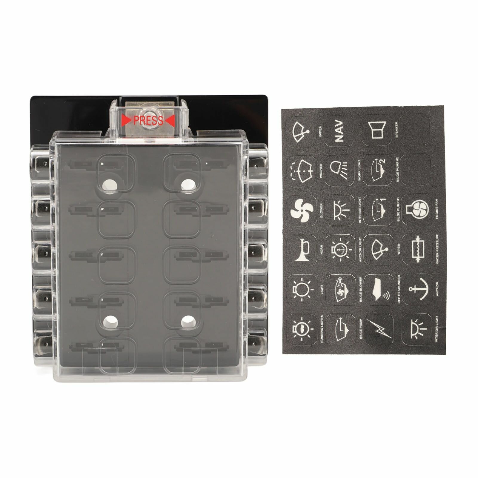 Блок предохранителей Блок предохранителей ATC ATO для лодок, морских транспортных средств, автодомов, автомобилей Traile, от 12 до 36 В постоянного тока, 10 контактов