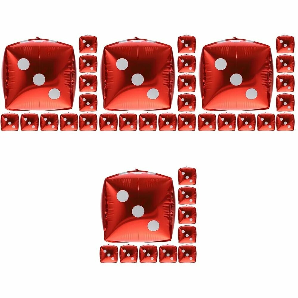 Набор из 80 красных кубических шариков из алюминиевой фольги для декора праздничных игр