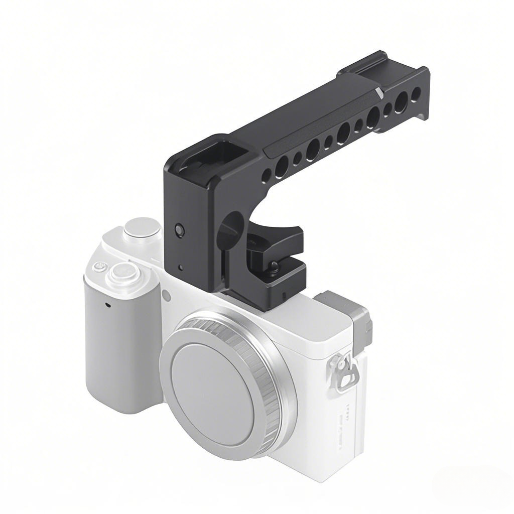Ручка для камеры Camera Top Handle с кронштейном Cold Shoe, резьбовыми отверстиями 1/4 дюйма и 3/8 дюйма, клеммой для стержня 15мм для камерной клетки, монитора, светодиодного видеосвета, микрофона, съемки под низким углом, совместима с камерами Canon,