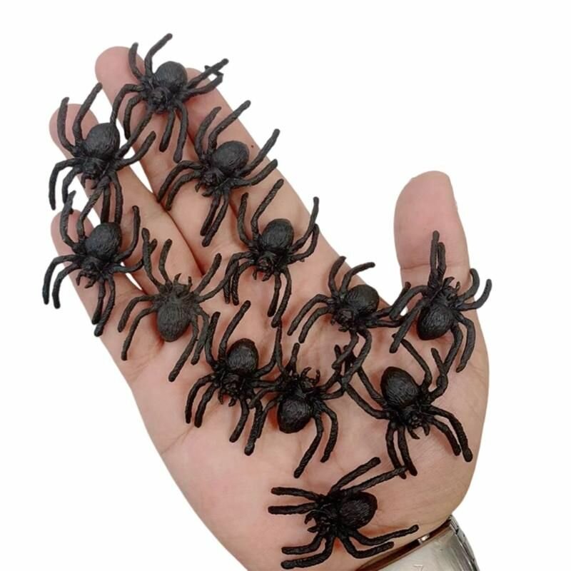 1 упаковка из 12 штук, имитирующая мини-мышь-паук для украшения Хэллоуина-черная модель паука