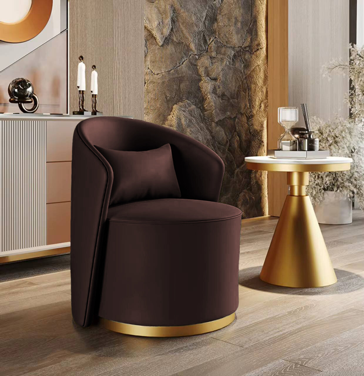 Кресло крутящееся дизайнерское Hayat премиум дизайн, экокожа 75х52х42 см