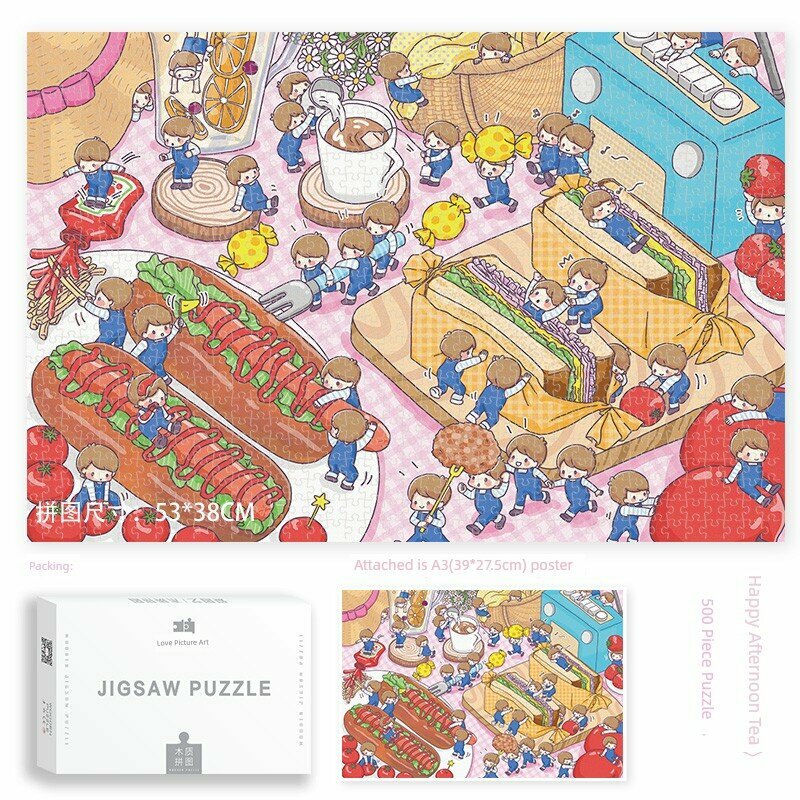 Белая карточка-пазл, 1000 шт, милый мультяшный красный панда, хомяк 500, декомпрессия для взрослых, 300, счастливый