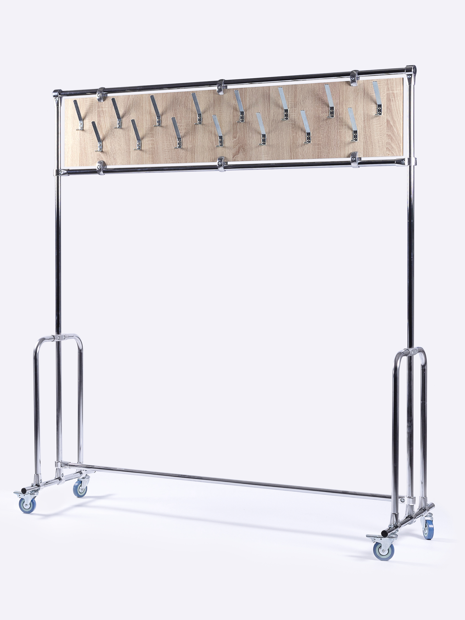 Вешалка напольная гардеробная на колесиках с крючками Р2