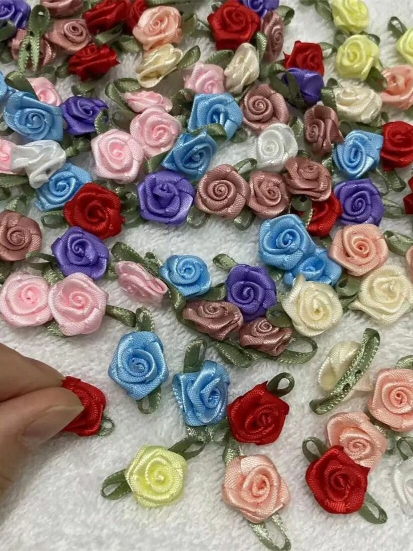 Мини-розочки 25 мм для декора, 100 штук в упаковке, искусственные цветы для украшений одежды, аксессуаров, скрапбукинга и handmade