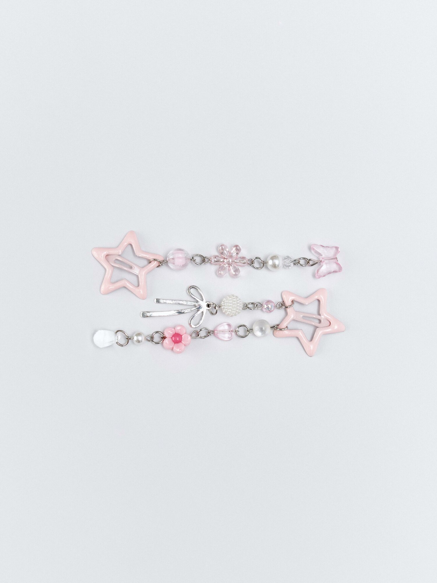 Заколки Sela, для девочек, клик-клак, набор 2 шт, металл и пластик