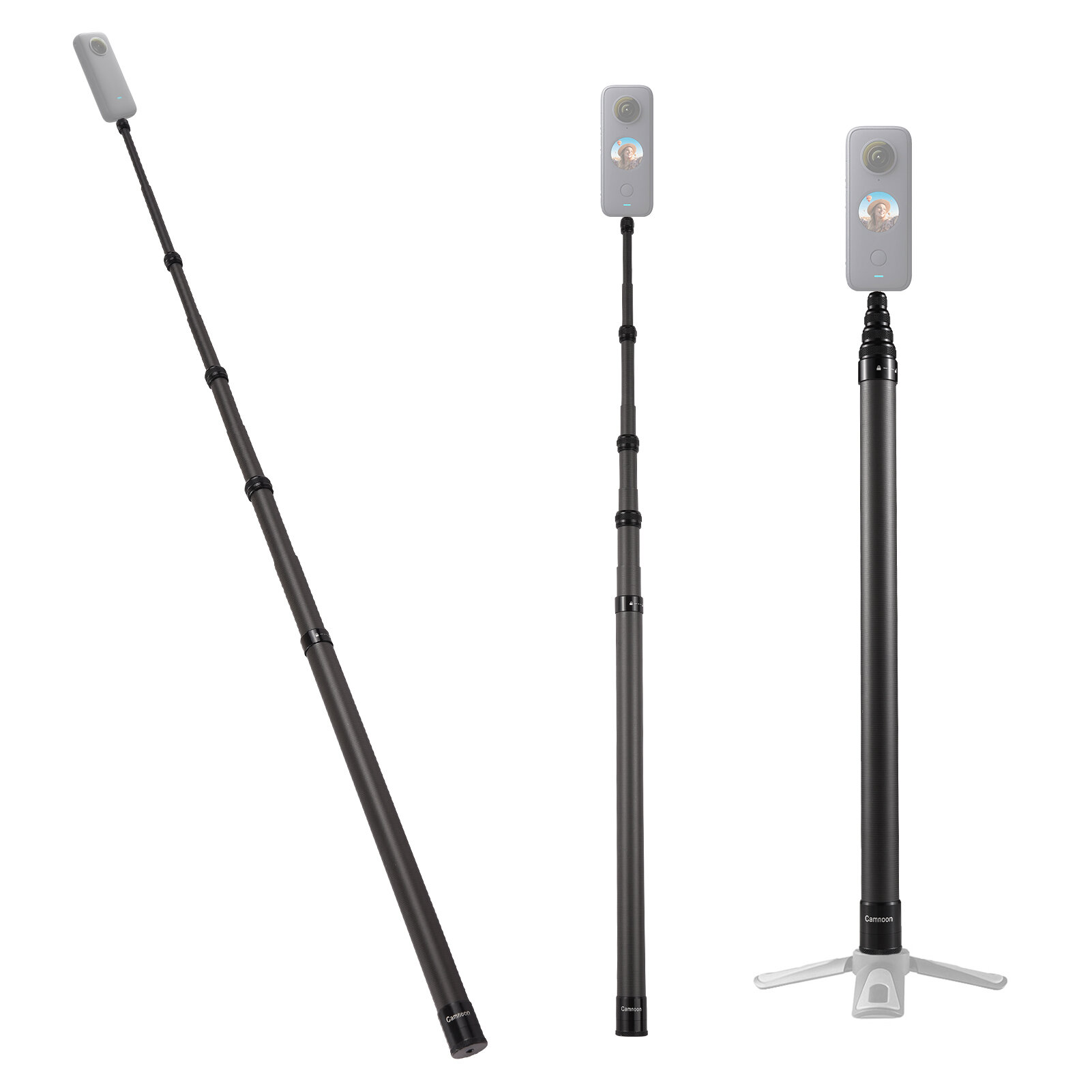 3 Meters/118 Inches Portable Selfie Stick Telescoping Selfie Stand Carbon Fiber 4 Sections Black with 1/4in Screw Compatible with INSTA360 X2/X3 Unextended Length 45cm/17.7in Extended Length 300cm/118in Item Weight 262g/9.24oz
