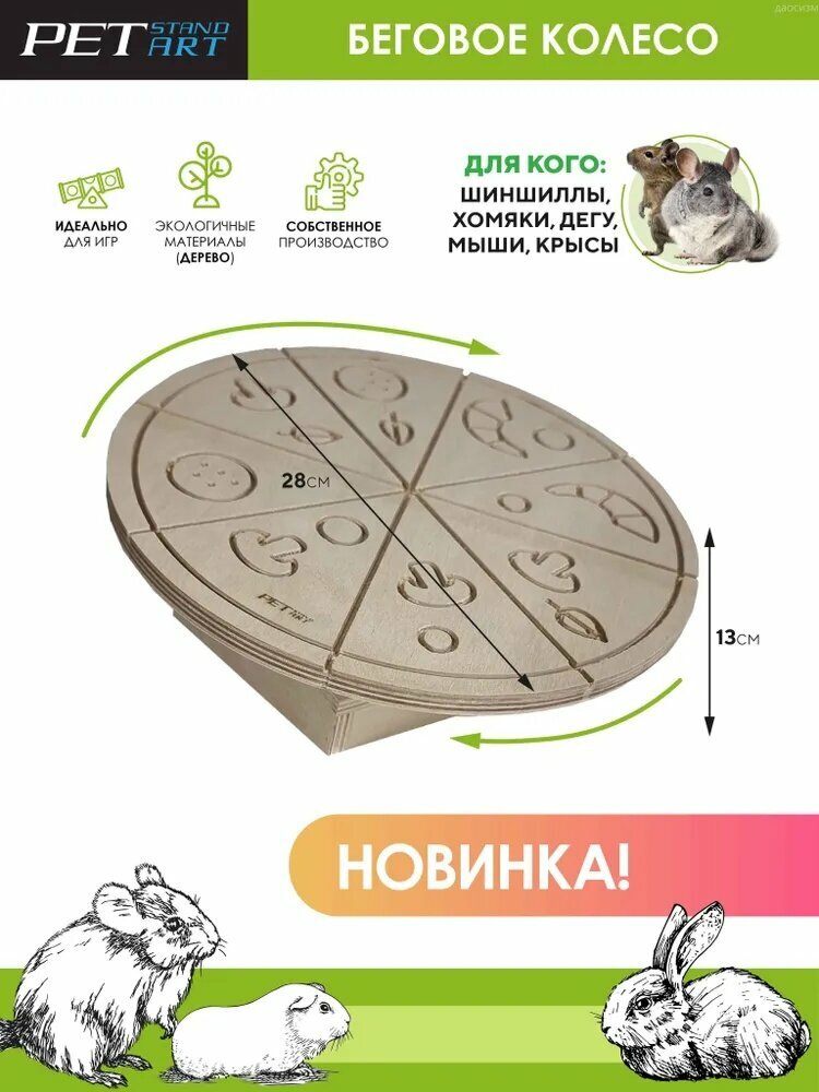 Беговое колесо для крупных грызунов: для крыс, для шиншилл, для ежей дерево, береза