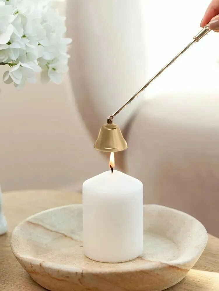 Гаситель для свечей, колпачок для тушения свеч стильный длинный, Золото, 1 шт.