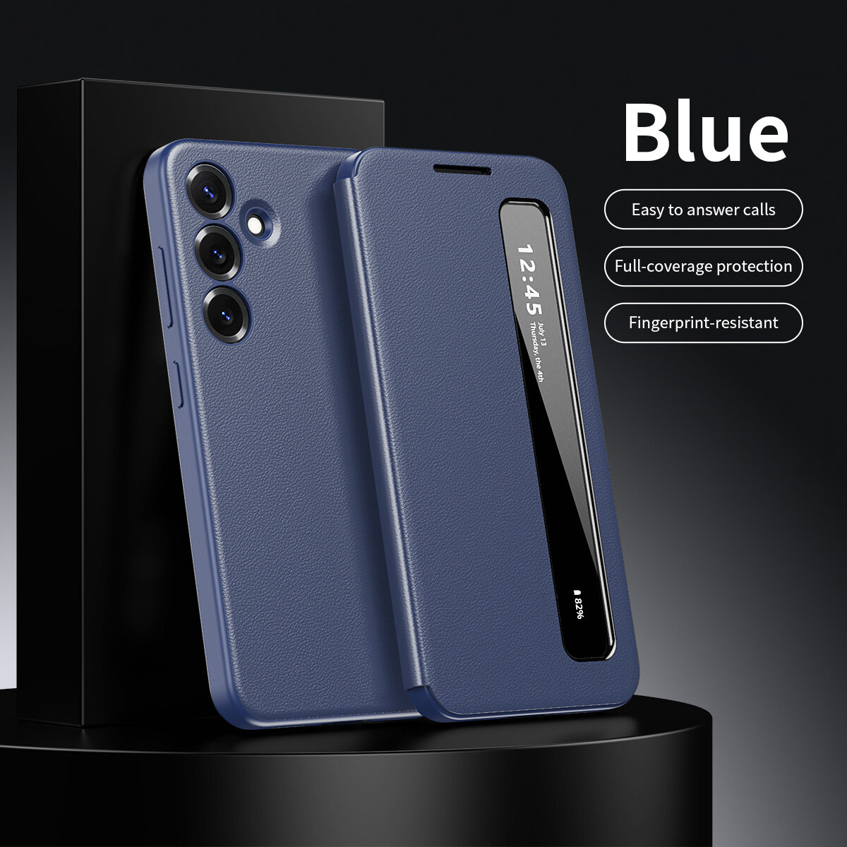 Чехол Для Samsung Galaxy A55 / Самсунг Галакси A55, soft touch, чехол-кардиомонитор, искусственная кожа, поликарбонат (PC), защита камеры, ударопрочный, усиленные углы, Samsung, Samsung Galaxy A55, blue,