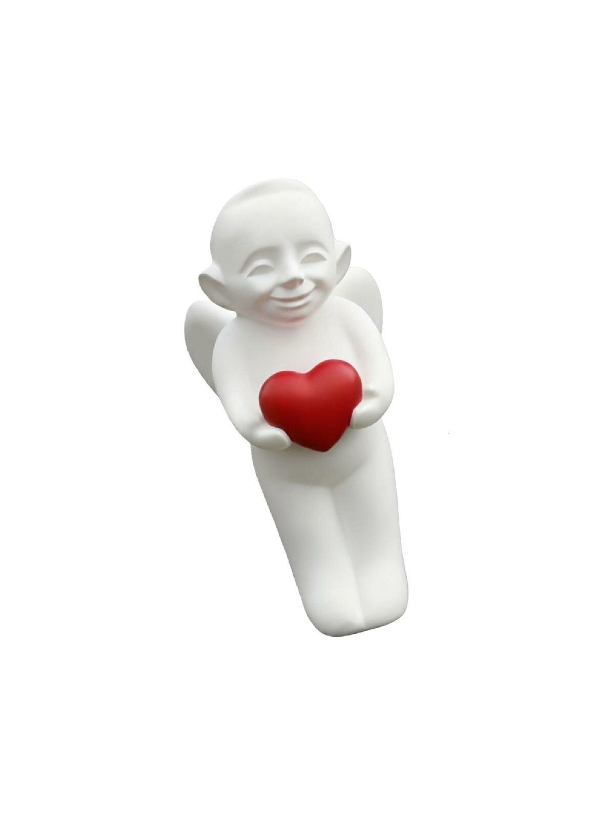 Статуэтка Ангела с сердцем, выражение любви, 3D-печатная скульптурная фигурка для дома и офиса, декор настольной книжной полки, подарок