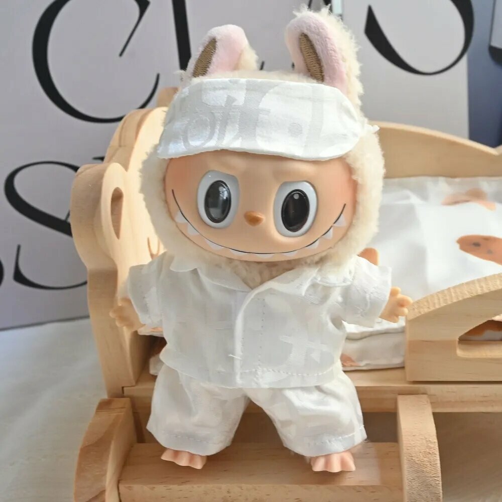 Одежда Лабубу,17CM, Белая пижама, одежда для лабубу