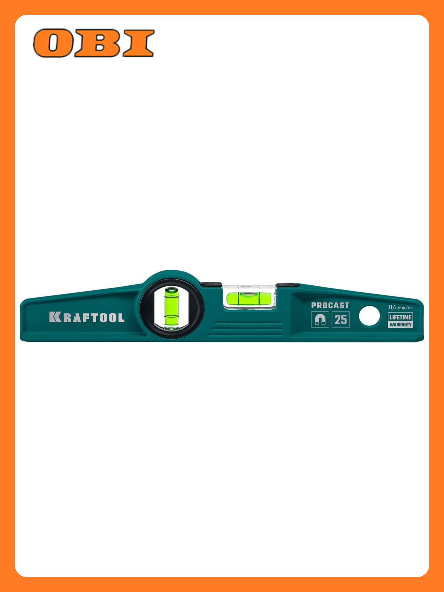 Уровень Kraftool, литой, магнитный, точность 0,5 мм/м, 250мм