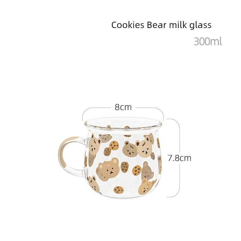 Стакан из стекла с рисунком медвежонка Cookie Bear, молочно-белый, 8 унций, для домашнего использования