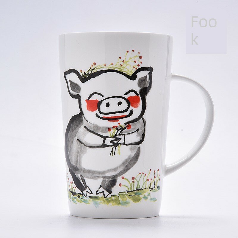 Новогодний товар: кружка-подарок «Зодиак: Тигр» (водный знак зодиака — Кабан), фарфоровая чашка, офисная чайная чашка,