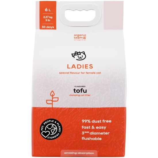 Наполнитель для кошачьих туалетов Organic Team Tofu Ladies комкующийся 6 л 2,3 кг