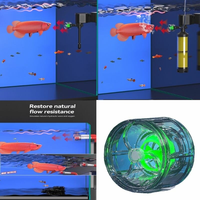 Светящиеся аквариумные фитинги для труб с волновой выходной головкой-прозрачный Желтый L большой