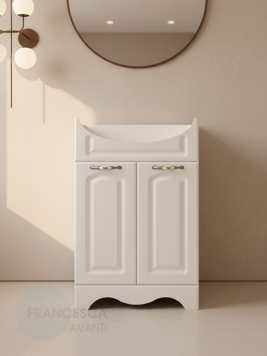 Тумба под раковину в ванную Francesca Avanti Империя 50 белый с подсветкой (Умывальник Уют 50 приобретается отдельно)