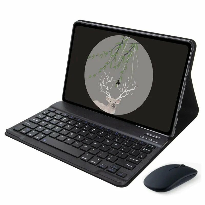 Чехол с клавиатурой для Huawei MatePad SE 10.4 (2022) AGS5 - W09 / L09 со съемной беспроводной Bluetooth клавиатурой с гравировкой русских букв небесно, черный