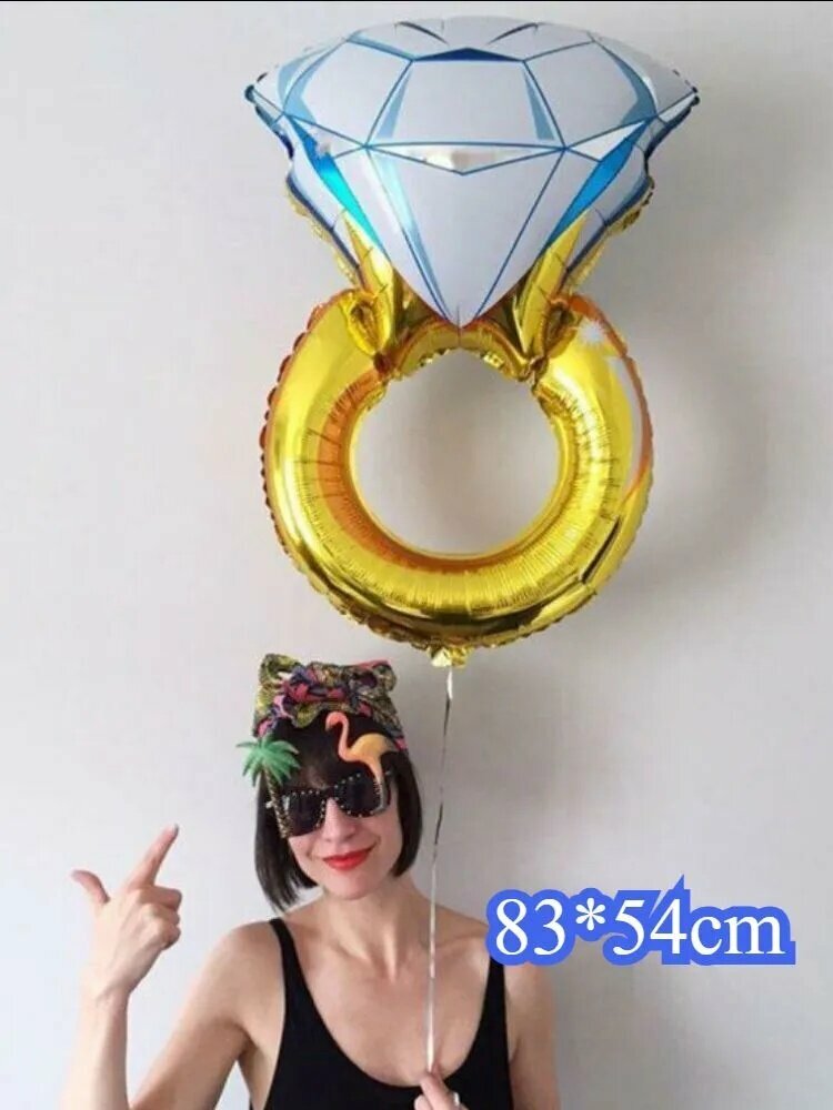 Золотое кольцо с бриллиантом, воздушный шар из фольги, 1 шт.