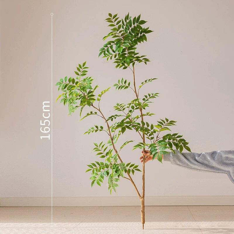 Искусственная ветка с листьями из лакированной древесины с 3 ветвями для домашнего декора, фальшивое растение в