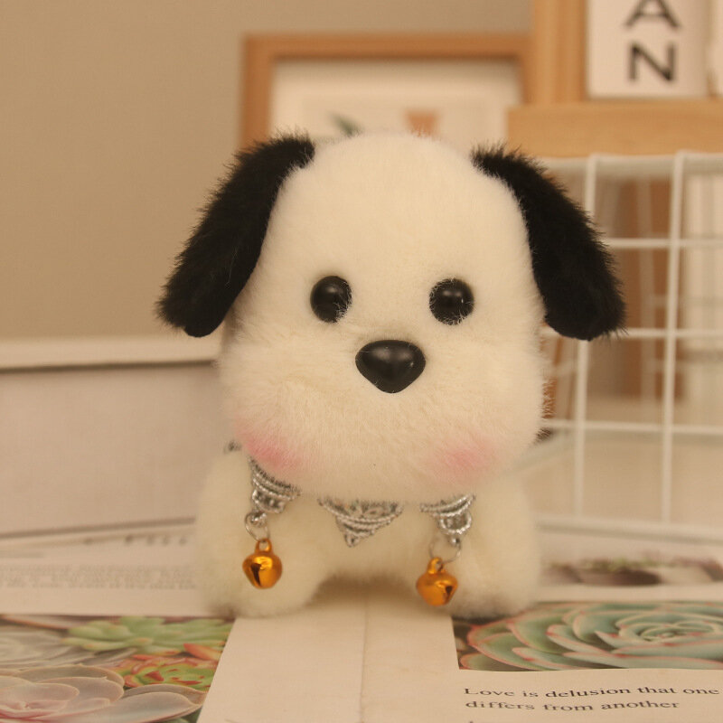 Мультяшная плюшевая игрушка-брелок в виде щенка с колокольчиком, милый брелок в виде вест-хайленд-терьера для рюкзака.