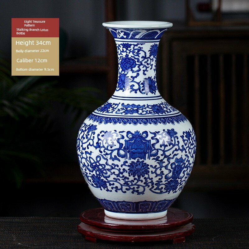 Цзиндэчжэнь, синий и белый фарфор, антикварные фарфоровые вазы, украшения, китайские украшения для гостиной, ваза,