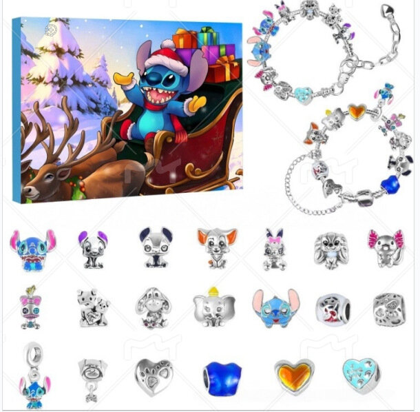 Браслет-сюрприз в рождественской коробке с вышитыми буквами, креативный браслет-украшение из сплава, браслет-имитация Микки Мауса из сплава.