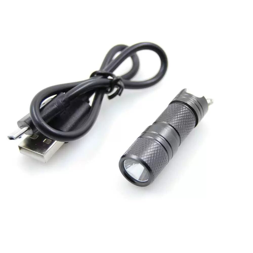 USB-заряжаемый мини-фонарь с LED-лампой, ключевой фонарик для студентов, серый цвет, портативный аварийный свет