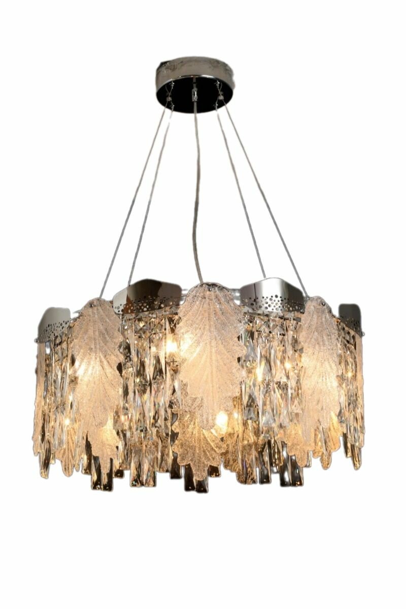 Люстра подвесная росток 5267/600 8x60W E14 d600 h250 цвет хром, хрусталь