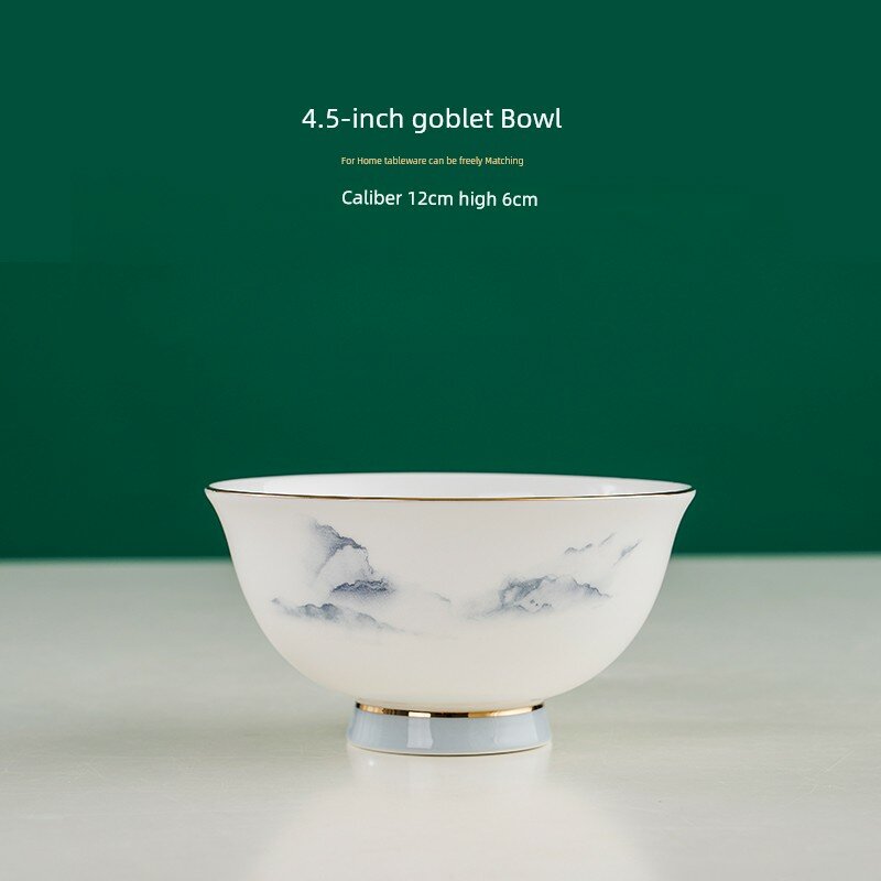 Набор керамической посуды в китайском стиле с пейзажной росписью, экологичный и полезный для здоровья,