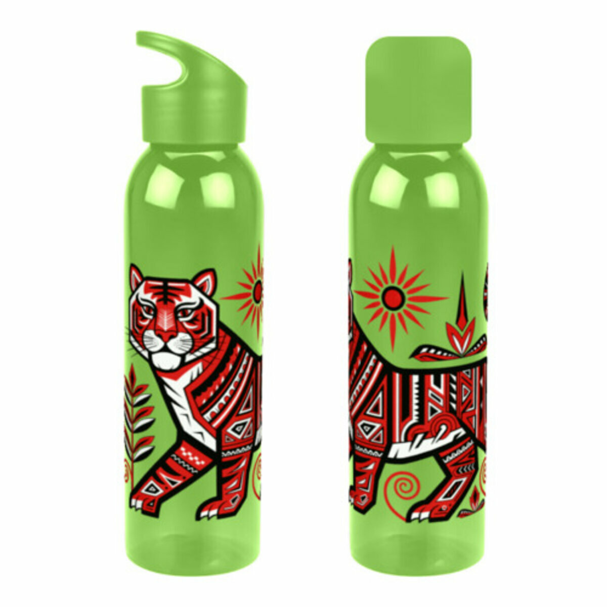 Бутылка для воды «Красный тигр, в русском стиле» (зеленый)