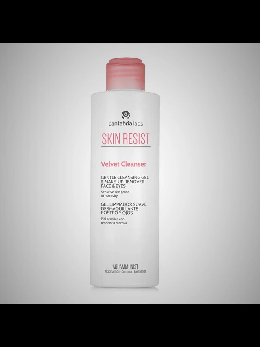 SKIN RESIST Velvet Cleanser Gentle Cleancing Gel & Make-up Remover Face & Eyes, Мягкий очищающий гель и демакияж для лица и глаз 200 мл